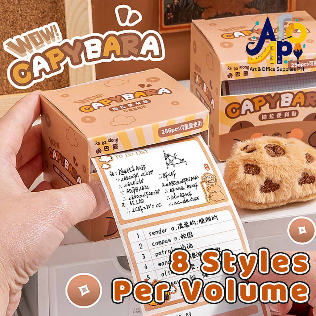 256Pcs/box Pullout Sticky Notes Tearable Cute Sticky Tabs Cartoon Memo ...