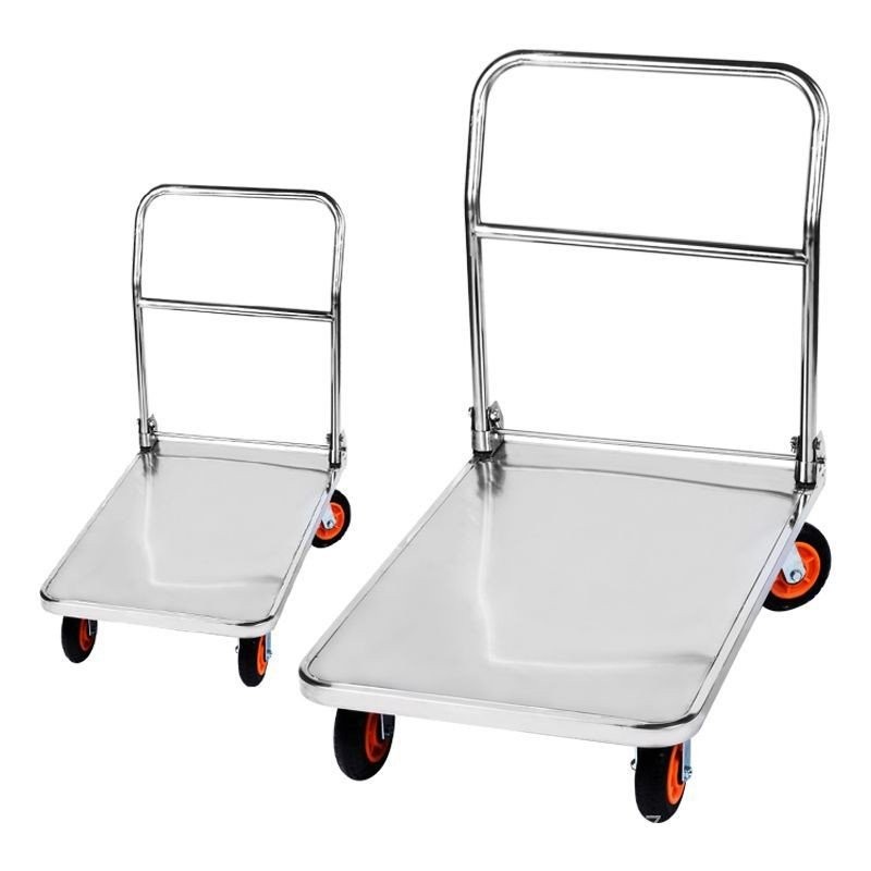 Silent Steel Plate Handcart Folding Four-Wheel Heavy-Duty Stainless ...