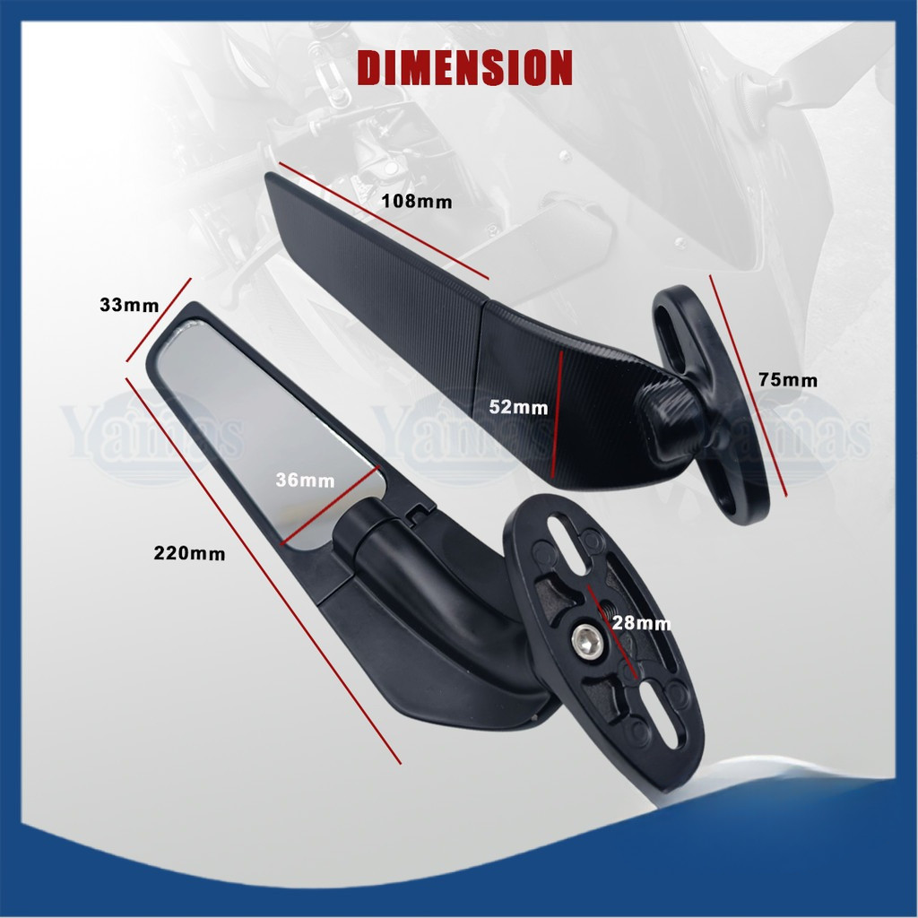 UNIVERSAL Winglet Alloy Ninja V3 Stealth Side Mirror Universal | Shopee ...