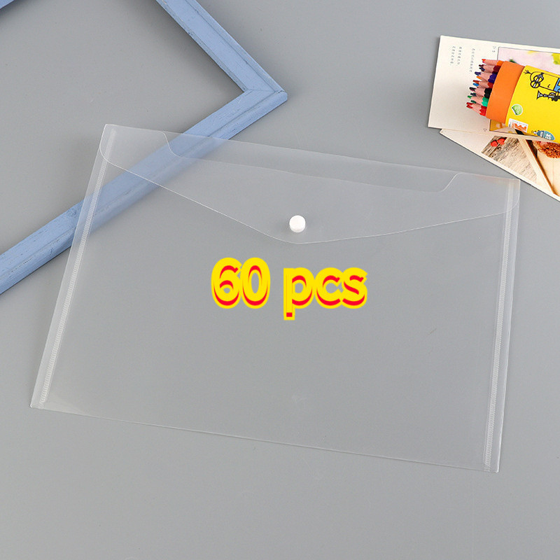 60pcs A4/A5 File Case File Bag Transparent Clear Plastic Envelope File ...