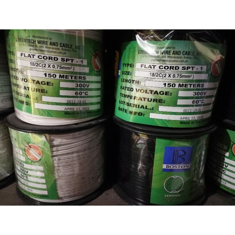 COD Boston Flat Cord Duplex Wire 2C 22/2 18/2 16/2 Electrical Extension ...