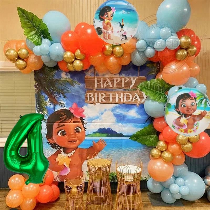 Moana Party Balloons Garland Arch Kit Moana Princess Theme Green Number ...