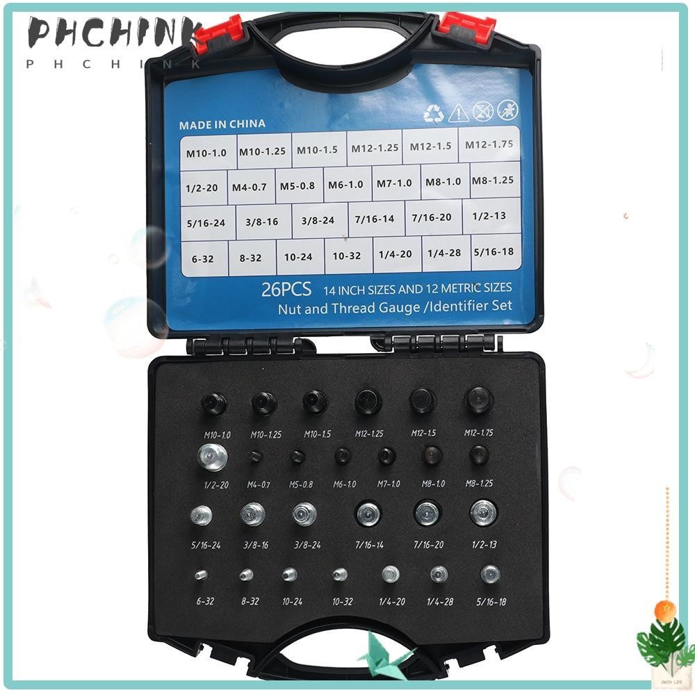 CHINK 26PCS Nut and Bolt Thread Gauge, Standard and Metric 14 Inch & 12 ...