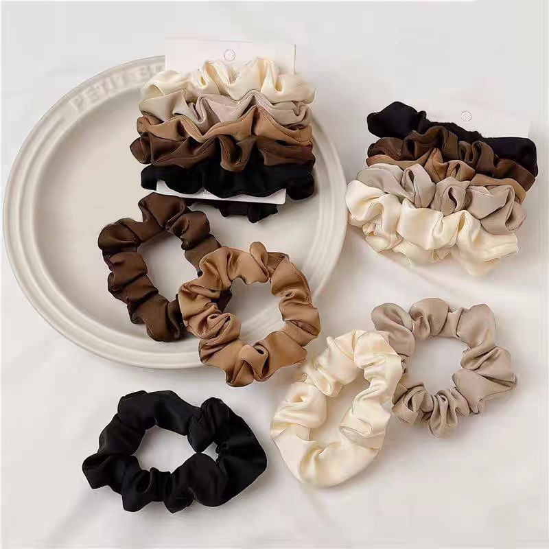 Fashionable Satin Scrunchies Set Chiffon Fabric Scrunchies Female ...