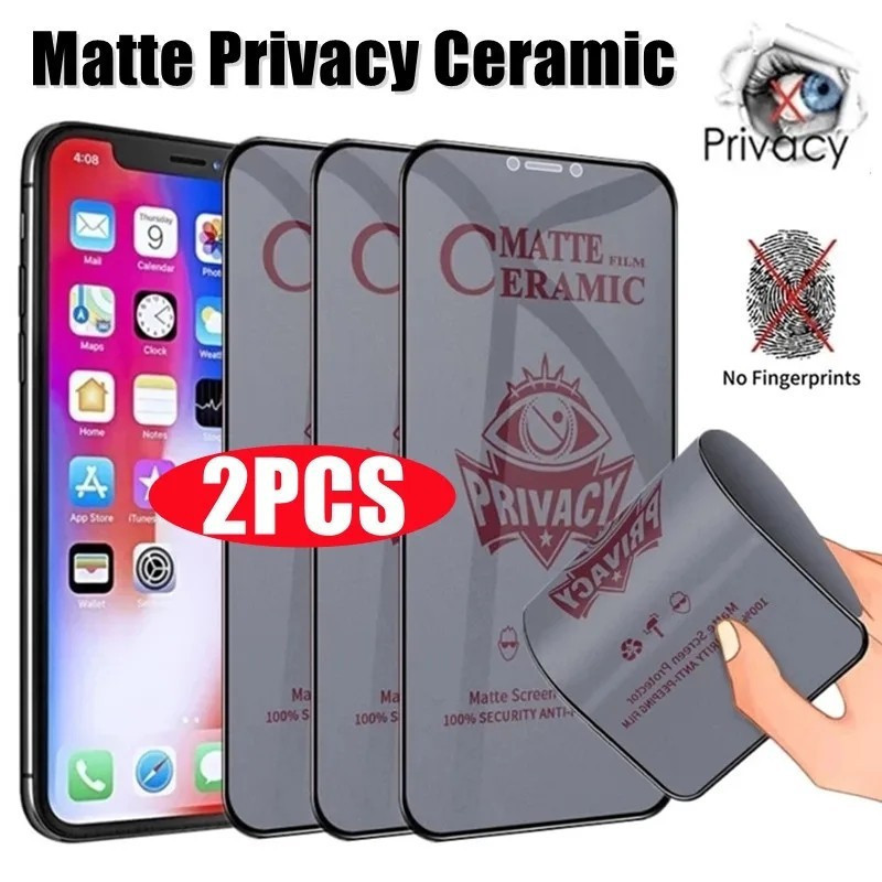 2Pcs Matte Ceramic Privacy Screen Protector for IPhone 11 12 13 14 15 ...
