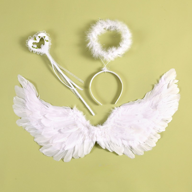 【COD】Angel Wings for Kids Girl White Feather Cosplay Costume Set Wings ...