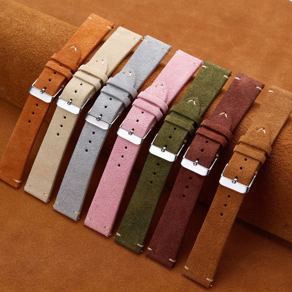 14mm 16mm 18mm 20mm 22mm Velvet Matte Watch Band Soft Genuine Leather ...