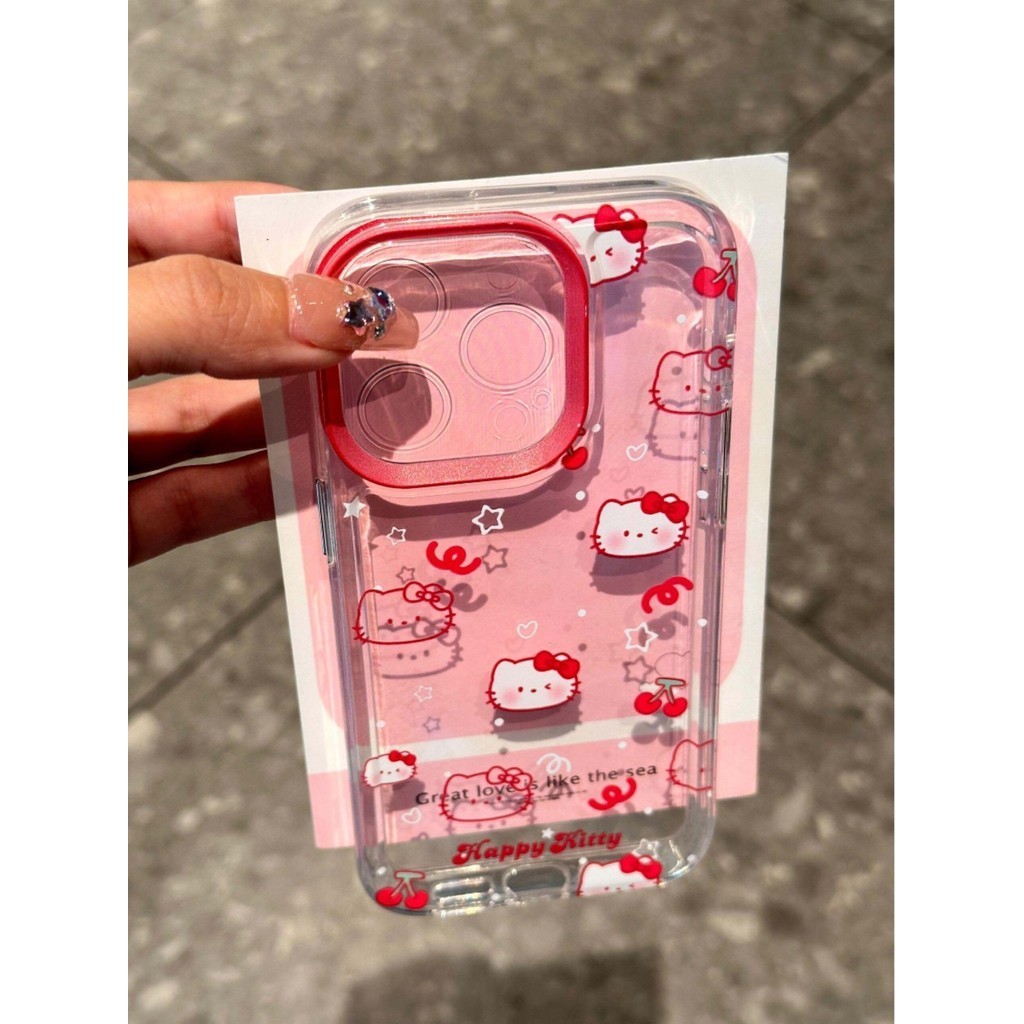 Red Cherry Hello Kitty Cute Wind Phone Case for iPhone 16 Promax 15 ...