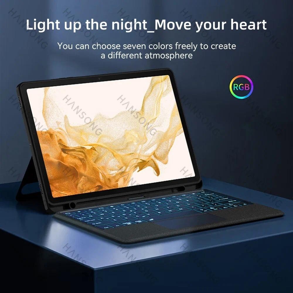 Magnetic 7 Colors Backlit Keyboard Case for Samsung Galaxy Tab S8 S9 ...