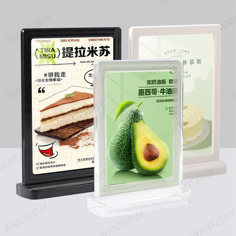 A4 A5 A6 Vertical Acrylic T L Stand Display Menu Product Portrait QR ...