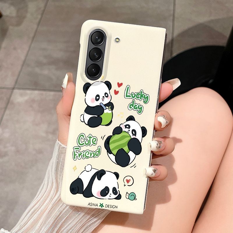 Cartoon Cute Panda PC Case For Samsung Galaxy Z Fold6 5G ZFold5 Fold 4 ...