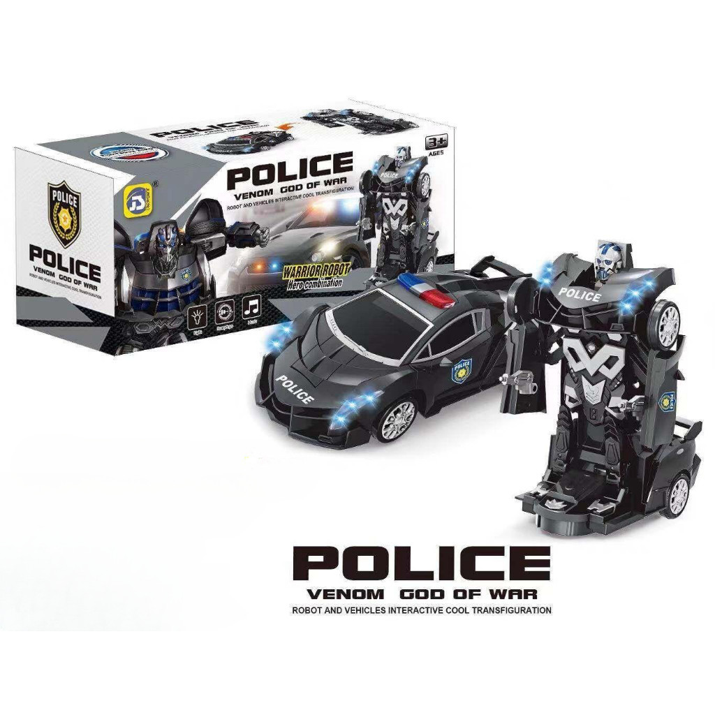 2 In 1 Boy Toy Robot Electric Universal Deformation Police Car With ...