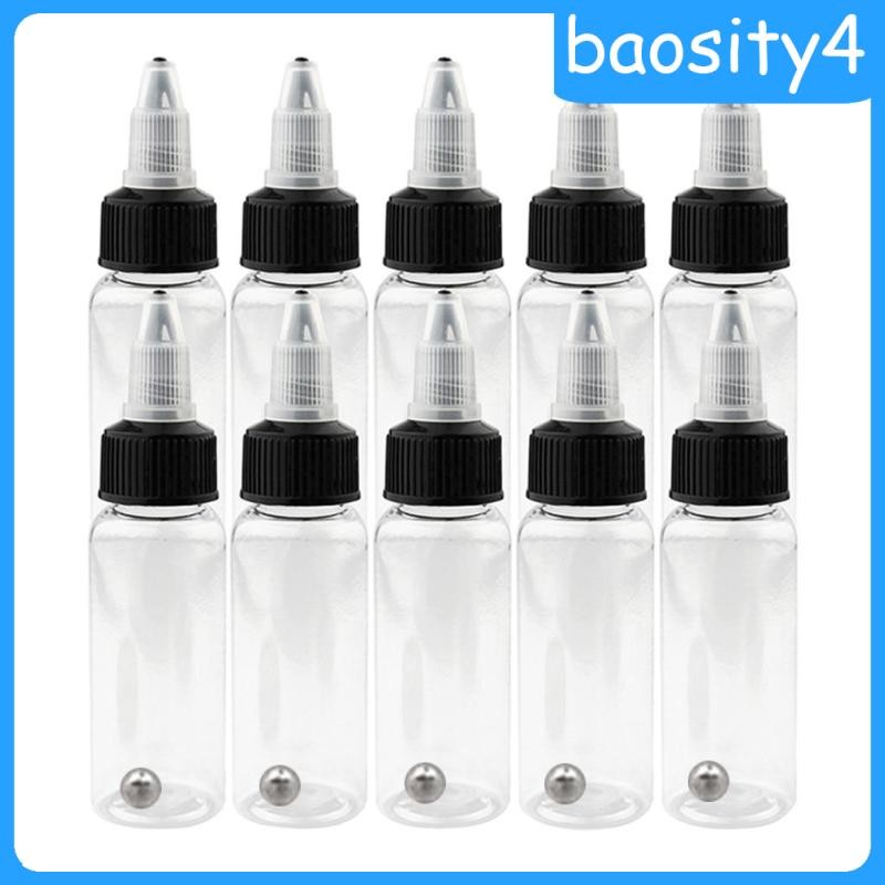 [ 10x Clear Empty Bottles with Black Twist Top Nozzle Dropper Caps 30ml ...