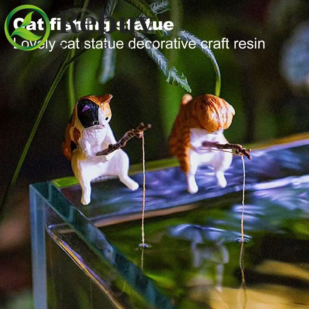 REBUY Cat Statue DIY Mini Handicraft Craft Aquarium Tanks Decor Cat ...