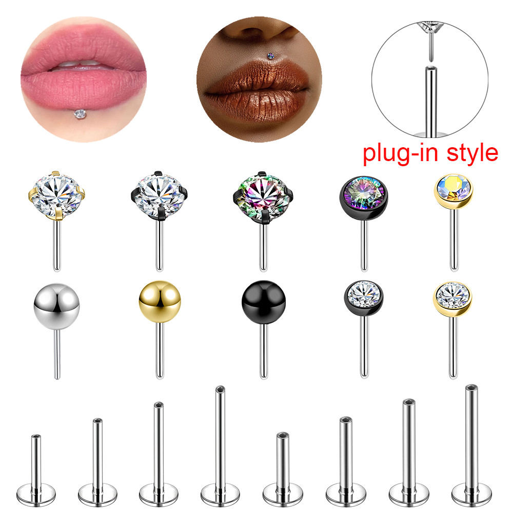 1 PC Stainless Steel Lip Stud Replacement Plug-in Style Ear Stud ...