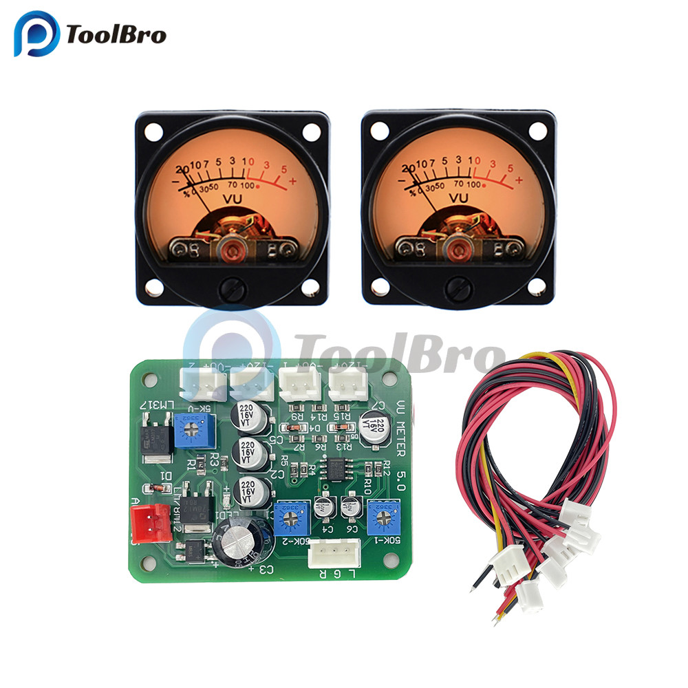 VU Level Audio Meter Stereo Amplifier Board+2pcs VU Meter 9-12V DC ...