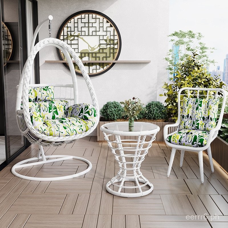 Hanging Basket Rattan Chair Balcony Swing Cradle Chair Courtyard Double ...