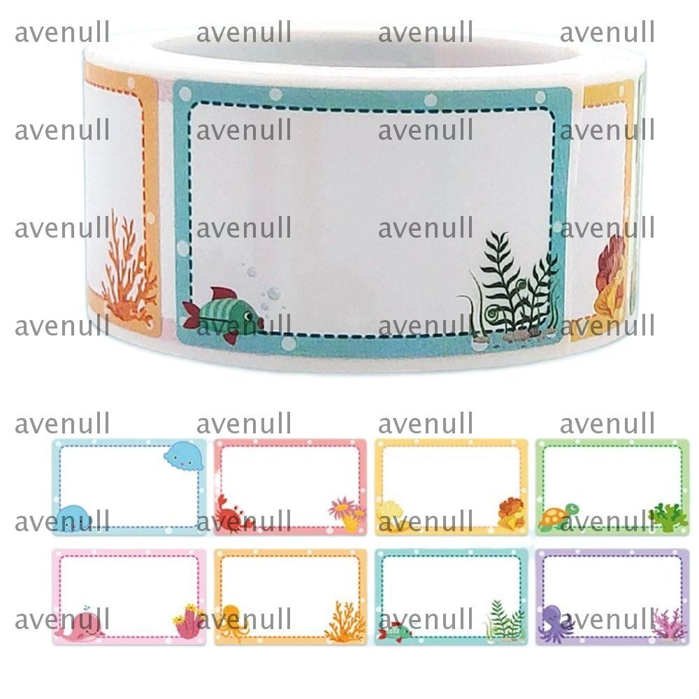 AVENULL Name Tag, Ocean Style Cartoon Name Stickers, Rectangle Self ...