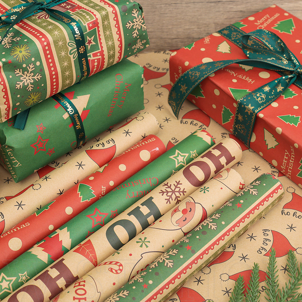 Christmas Wrapping Paper - Vintage Kraft Paper - Large Size, Self ...