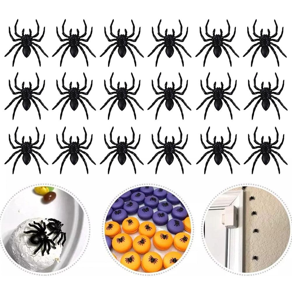 100Pcs Toy Fake Spider Realistic Halloween Spiders Model Spider Props ...