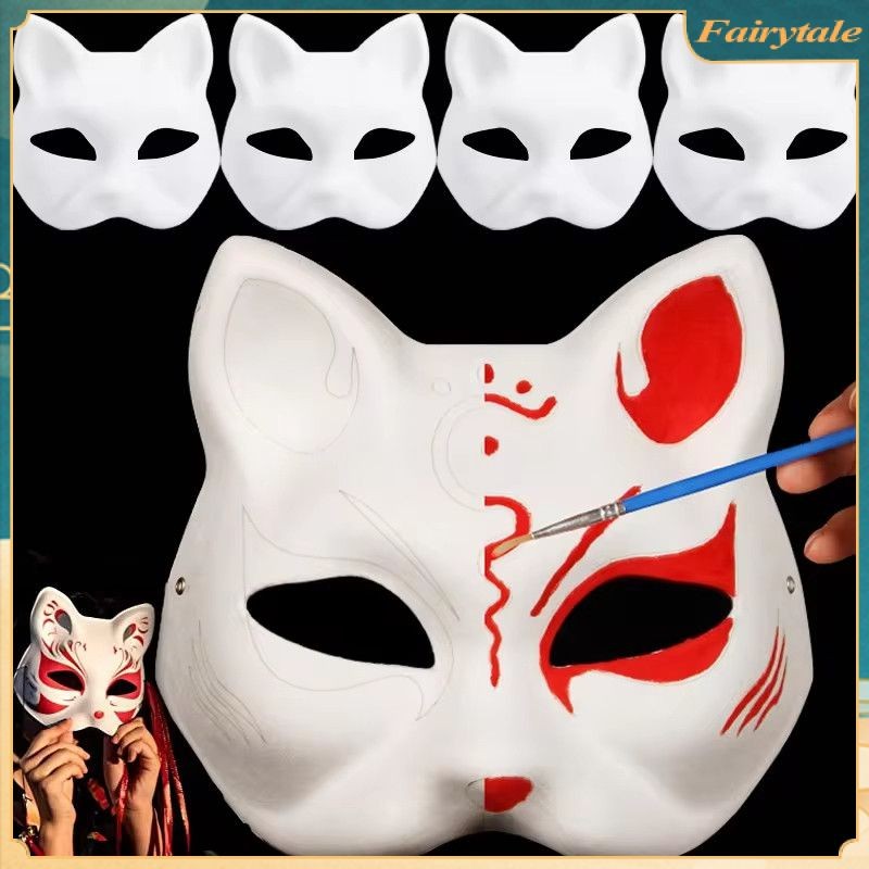 Halloween Foxes Mask Diy Graffiti Anime Cosplay Rave Half Face Cat ...