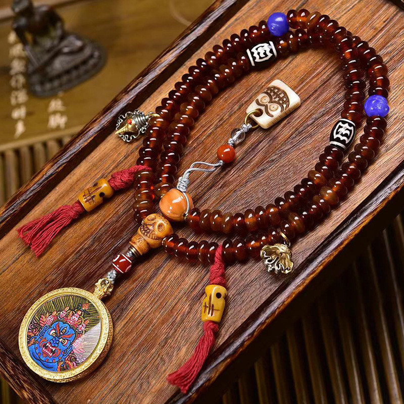 Natural Golden Armor Turtle Necklace - Double-Sided Black Jambhala ...