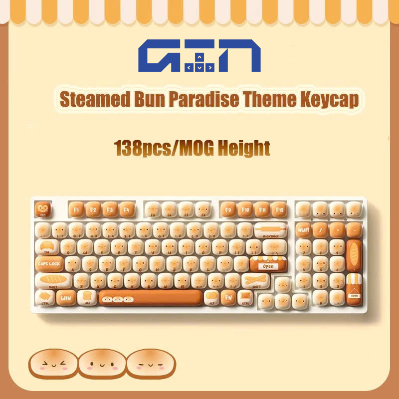 Akko Keycap set – Bun Wonderland / Bread (PBT Dye-subbed / MOG profile ...
