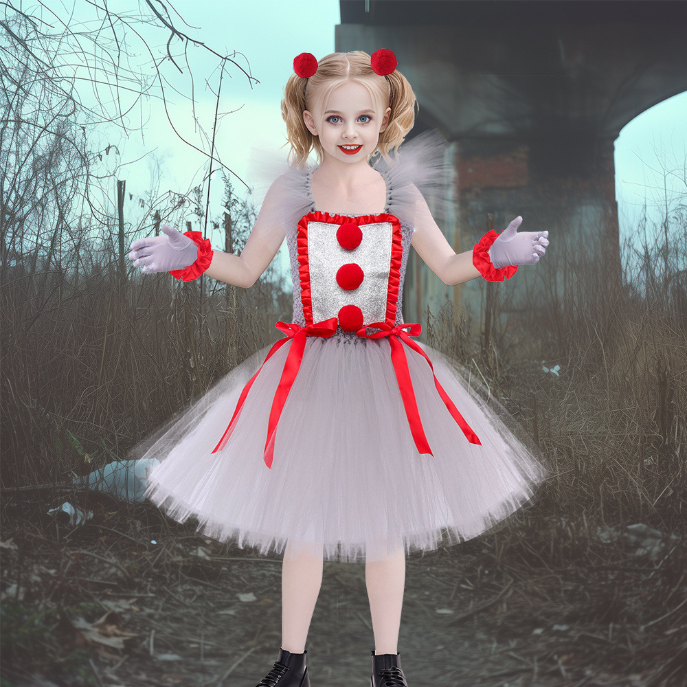 Harley Quinn Clown Cosplay Halloween Masquerade Children Princess Dress ...