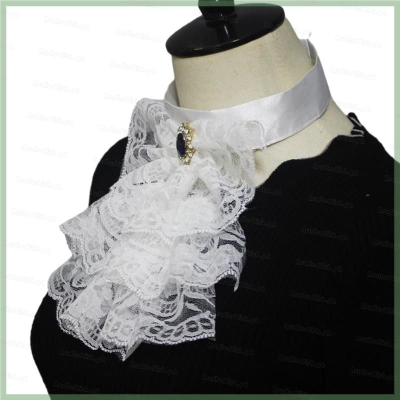 As Vintage Women Jabot Collar Bowknot Neck Accessories Punk Victorian ...