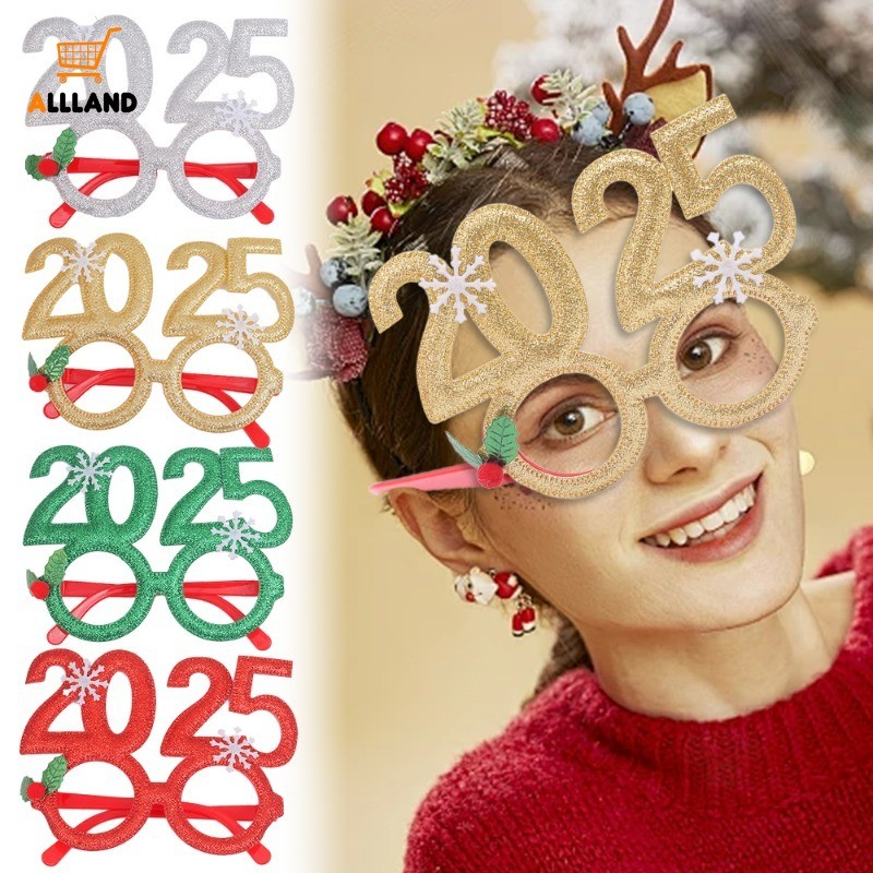 2025 Christmas Glasses Frame - Glitter DIY Photo Booth Props Glasses ...