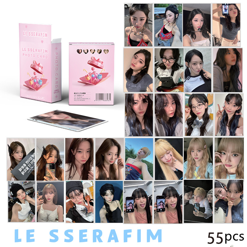 50-55pcs LE SSERAFIM Laser HOLOGRAPHIC LOMO Cards Sakura CHAEWON YUNJIN KAZUHA EUNCHAE Solo ...