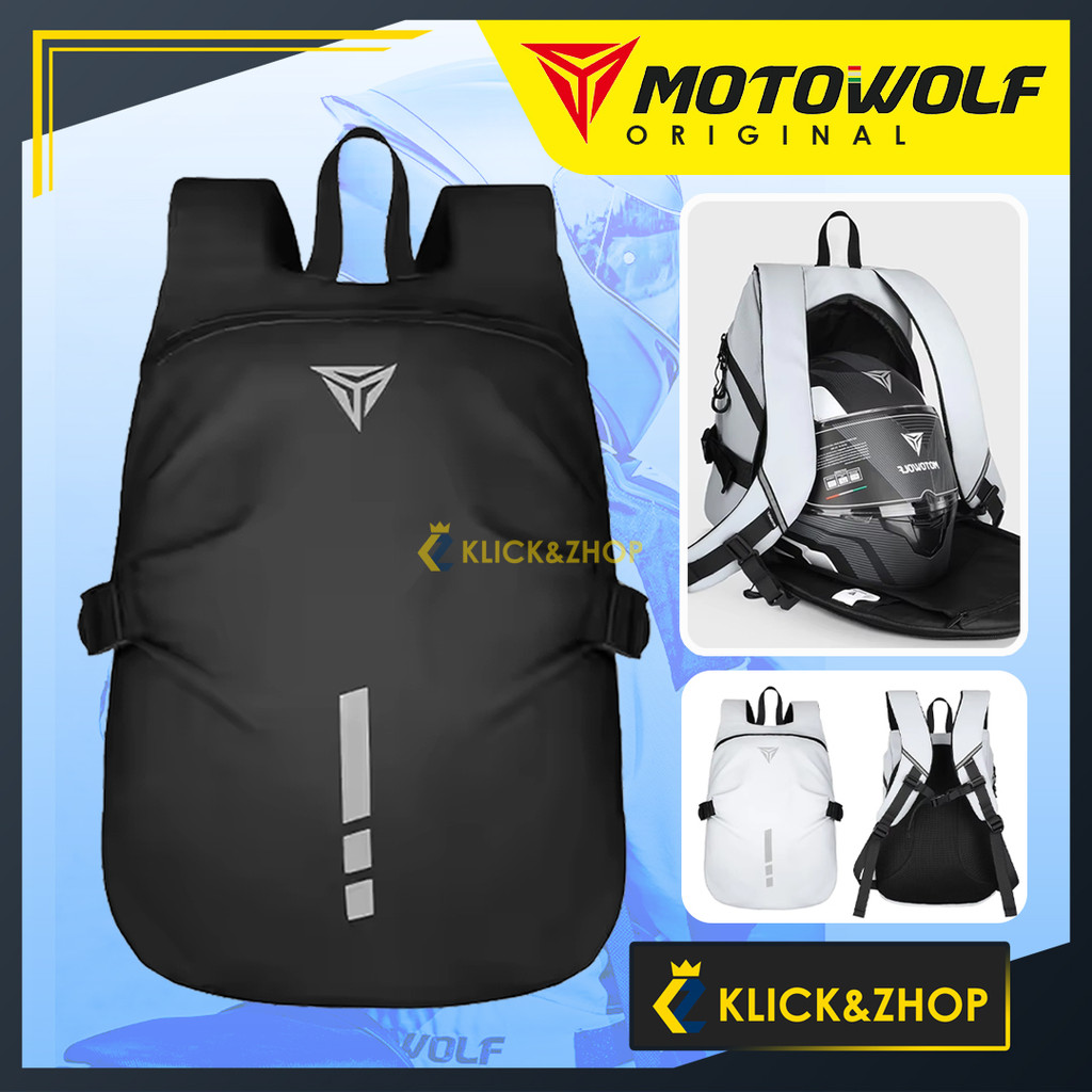 Motowolf® Helmet Backpack Bag | Large Capacity, Waterproof, Reflective ...