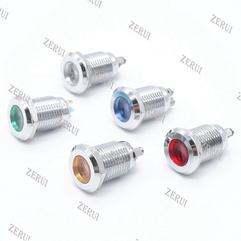 ZR For 12mm LED Metal IndicatorLight 12mm Signal Lamp Pilot Lamp Flat ...