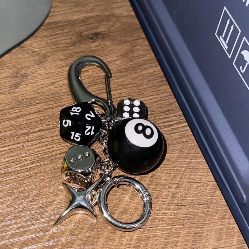 Original Niche Dark Lucky Dice String Hand-Made Black 8 Keychain Bag ...