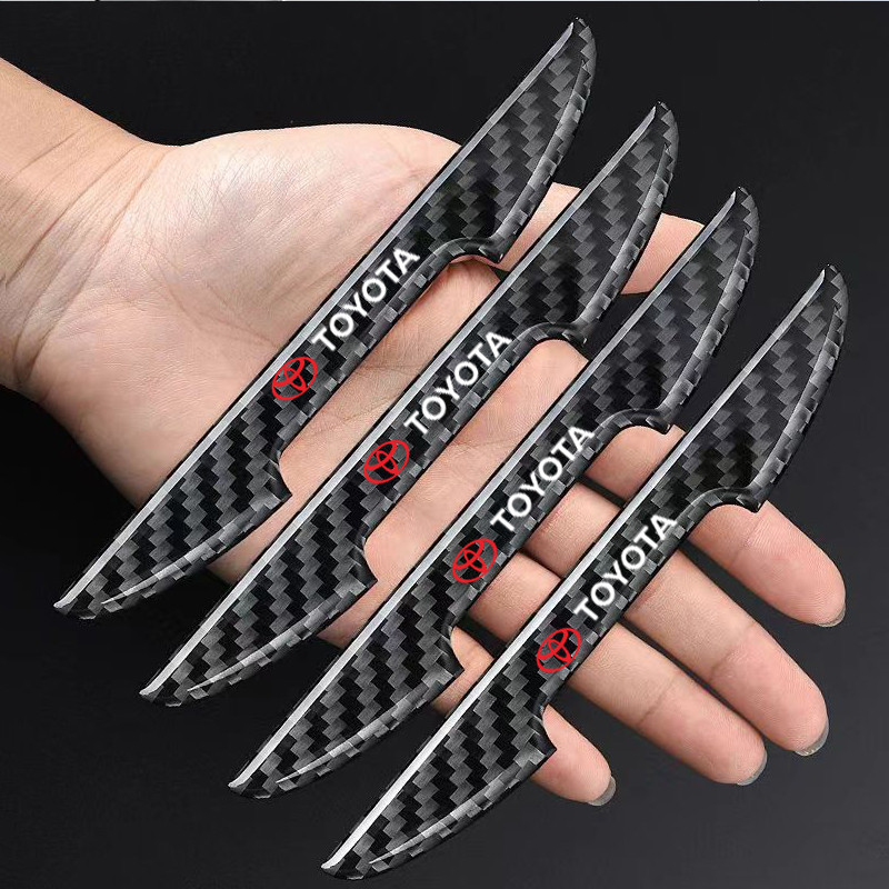 4Pcs TOYOTA Car Door Anti-Collision Strip Guards Carbon Fiber Texture ...
