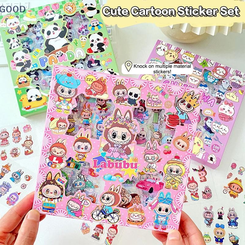 [GOOD] 100Sheets/box Labubu Cartoon Transparent Waterproof Hand Account ...