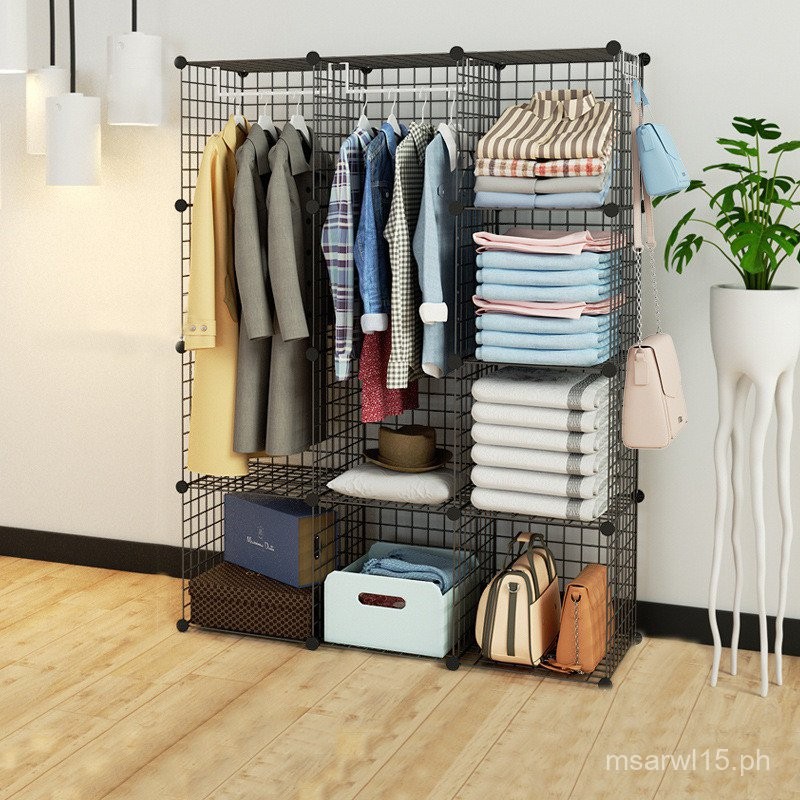Iron Wire Simple Wardrobe Iron Art Open Wardrobe Balcony Storage Home ...