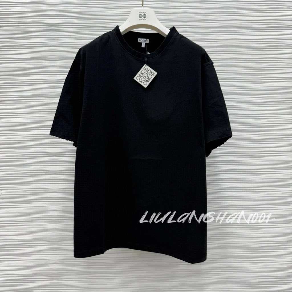 Loew*Luo Yi*Embroidered Cuffs Washed and distressed patchwork T Short ...