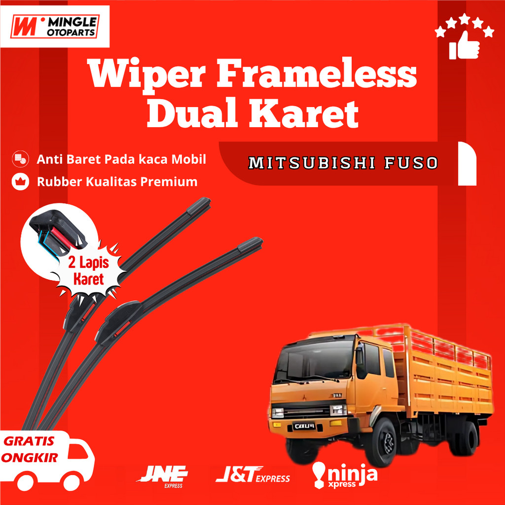 Double Rubber Wiper - Mitsubishi Fuso Truck - Frameless Double Rubber ...