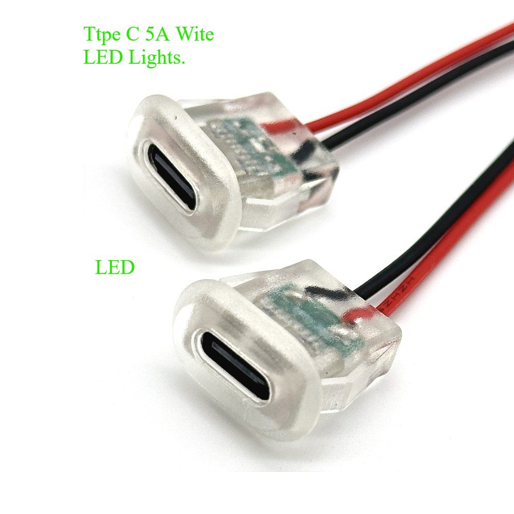 2pin USB Type C 5A Input type Charging Socket With LED lights Plate ...
