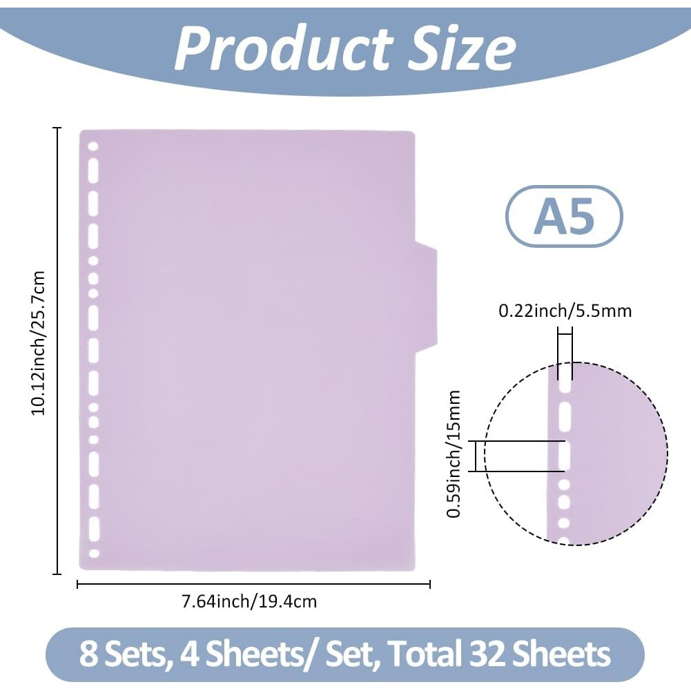 SUPERFINDINGS 32 Sheet 4-Tab Plastic Binder Divider B5 Paper Clip Blank ...