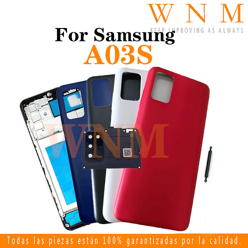 For Samsung Galaxy A03S A037 LCD Front Frame Bezel Back Battery Cover ...