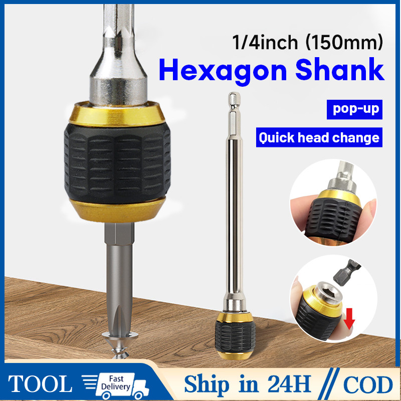 Drill Bit Extender 1/4" Keyless Drill Bit Chuck Conversion Hex Shank ...