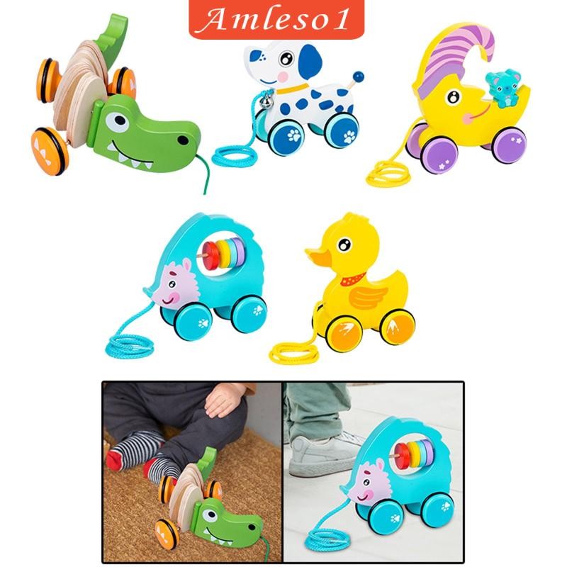 Wooden Walking Pull Toy Montessori Toys Handmade Fine Motor Skill Easy ...