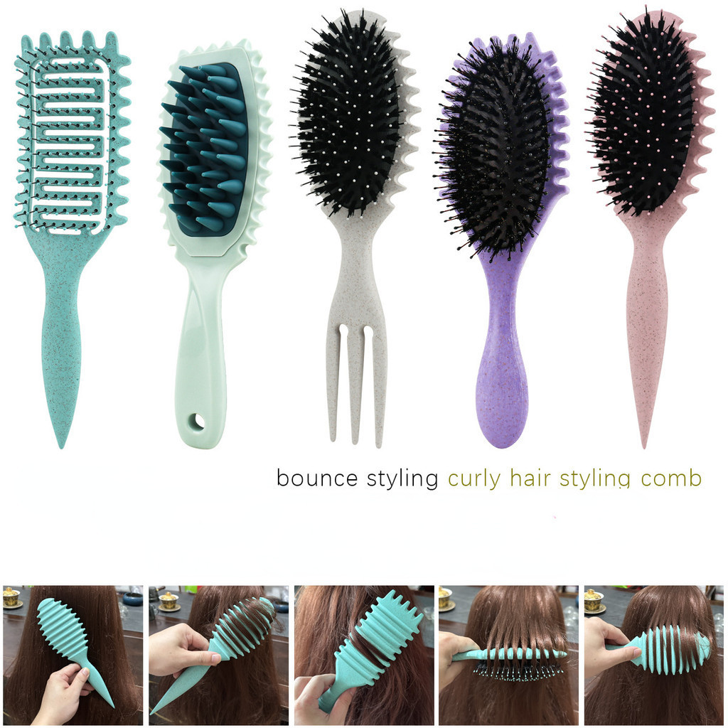 NEW Comb Three Prong Comb Bounce Curl Define Styling Brush Detangling ...