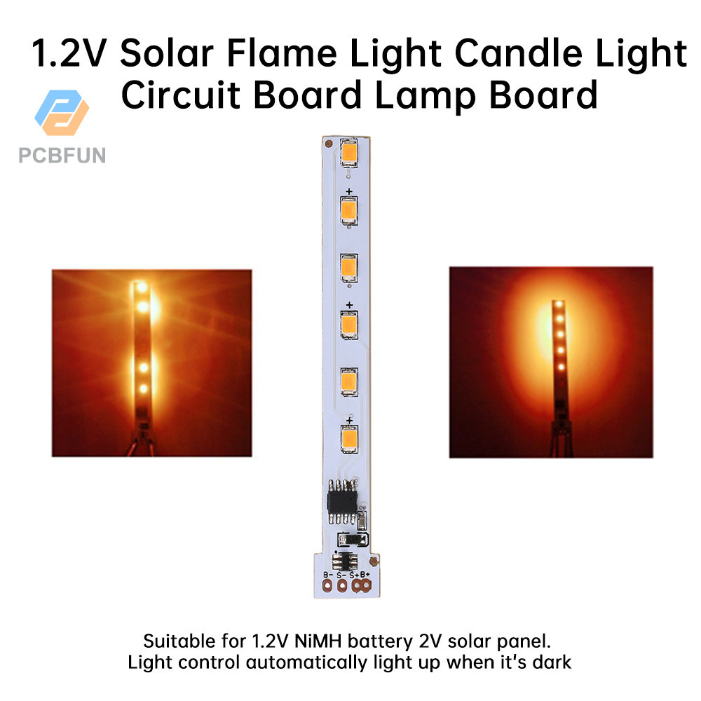 Pcbfun 2/5/10PCS 1.2V Solar Flame Light Lamp Board Solar Candle Light ...