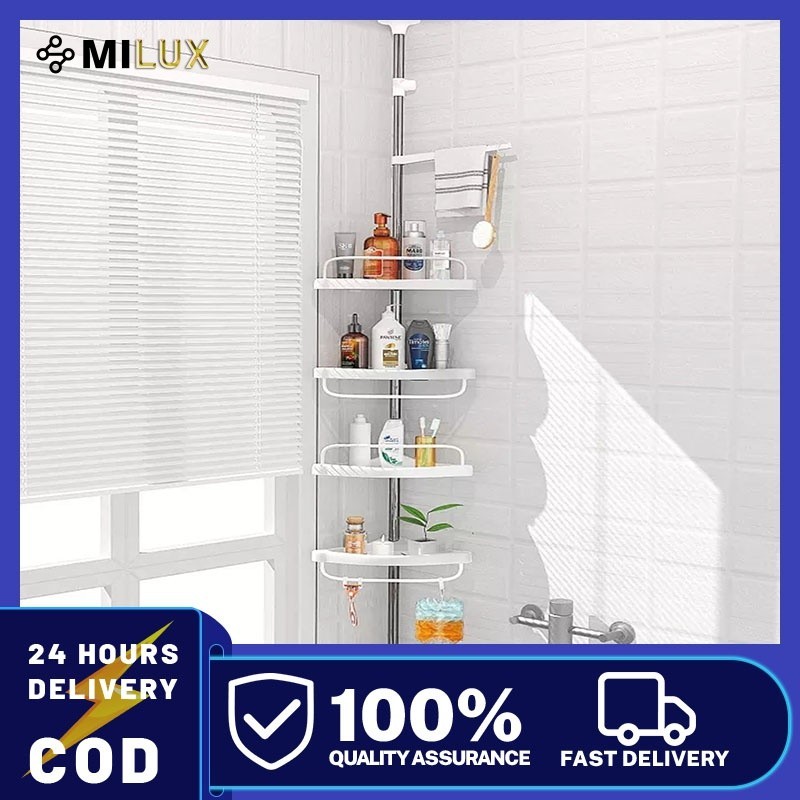 260cm Max Height Adjustable Multi Corner Shelf Bathroom Corner Pole ...