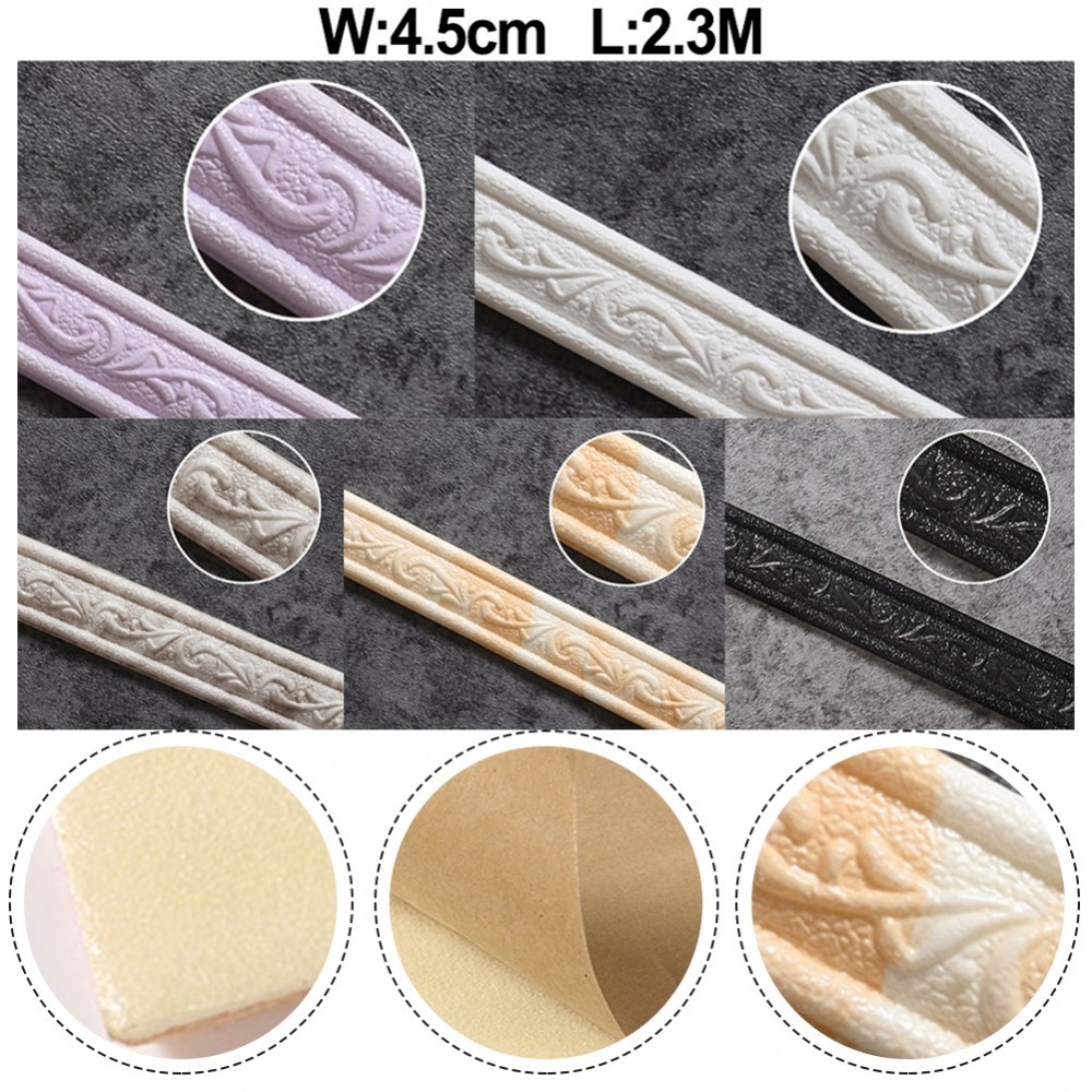 Skirting Border Wall Trim Line 2.3m*4cm 3D Decorative Foam Border Frame | Shopee Philippines