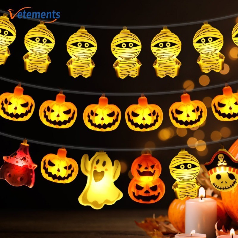 Halloween Light String - 1.5m 10LED Pumpkin Spider Shaped Hanging ...