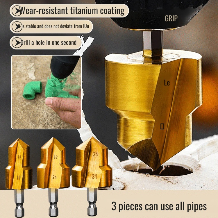【Hot sale】3pcs 20/25/32 1/4'' German PPR step drill bit Titanium Coated ...
